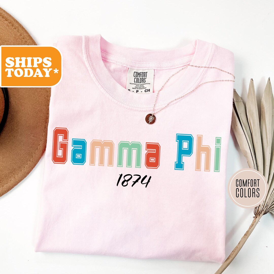 Gamma Phi Beta Vintage Varsity Comfort Colors Sorority T-shirt | Gamma ...
