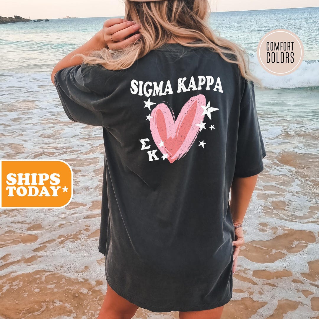 Sigma Kappa Starry Heart Comfort Colors Sorority T-shirt | Sig Kap ...
