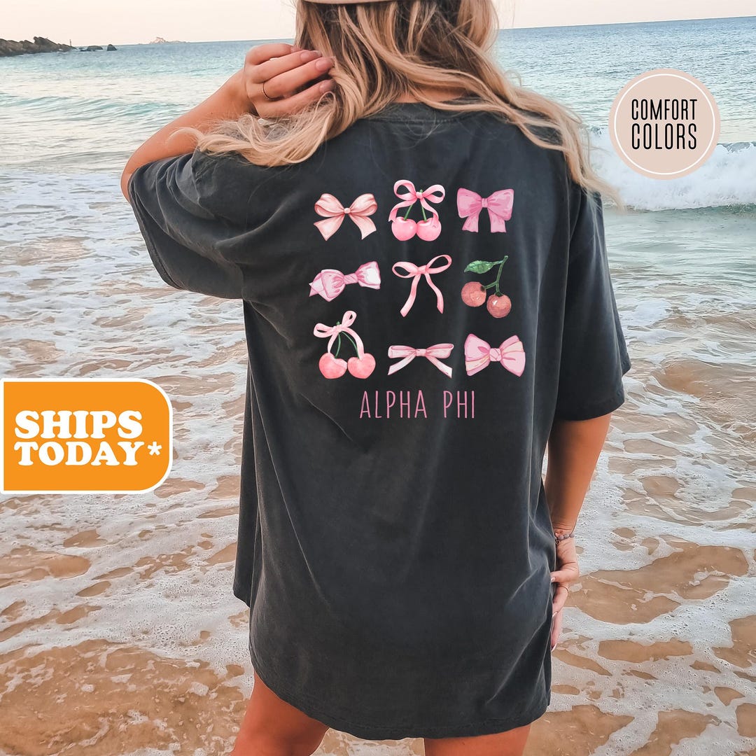 Alpha Phi Bows and Berries Comfort Colors Sorority T-shirt | APHI ...