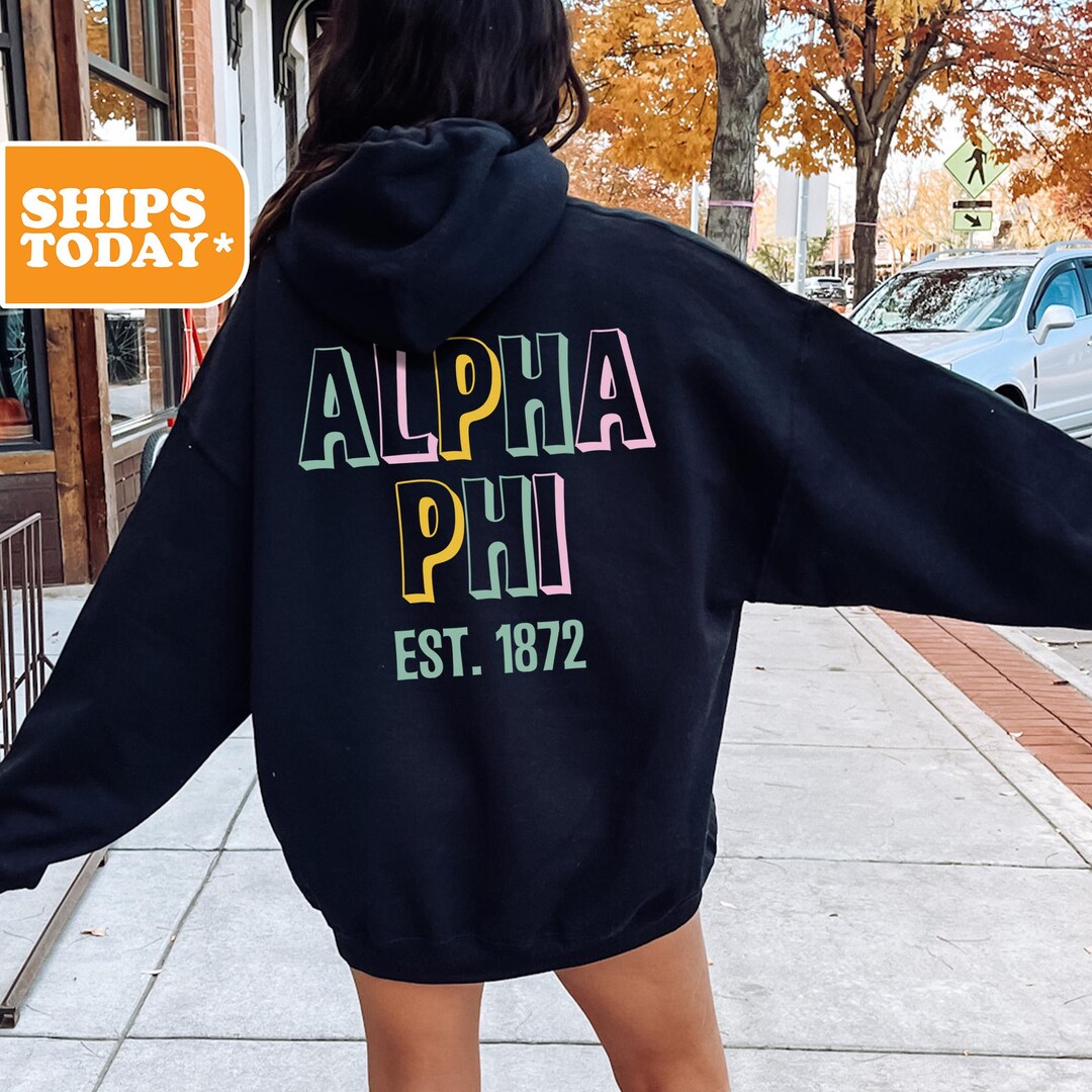 Alpha Phi College Letters Sorority Sweatshirt | APHI Sorority Hoodie ...