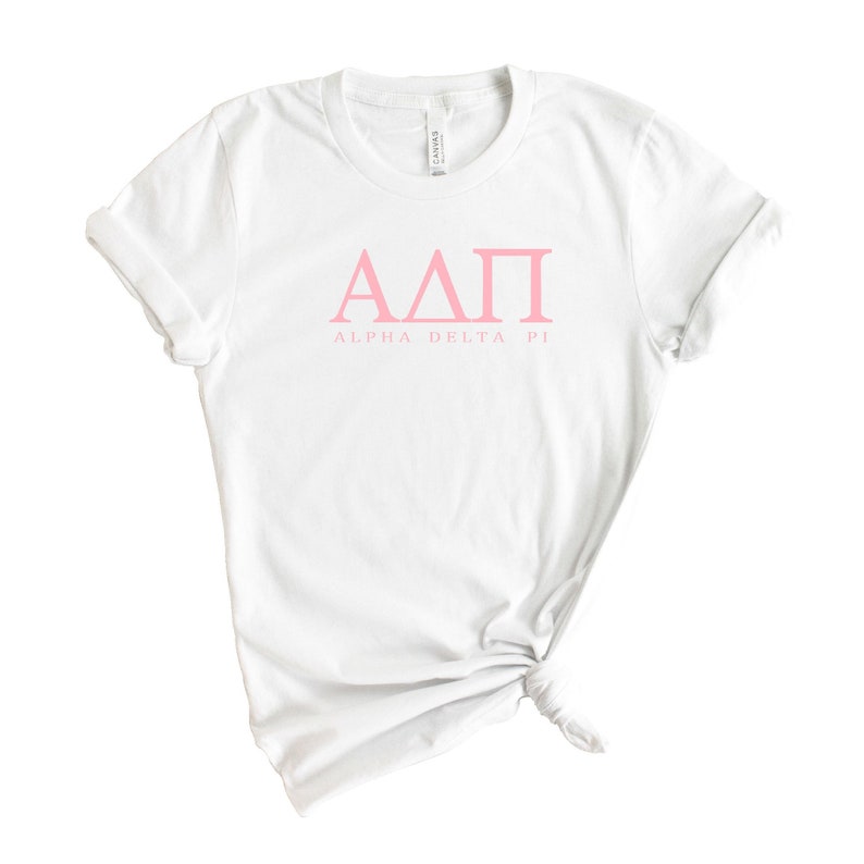 Adpi Alpha Delta Pi Pink Letter Sorority T Shirt Etsy