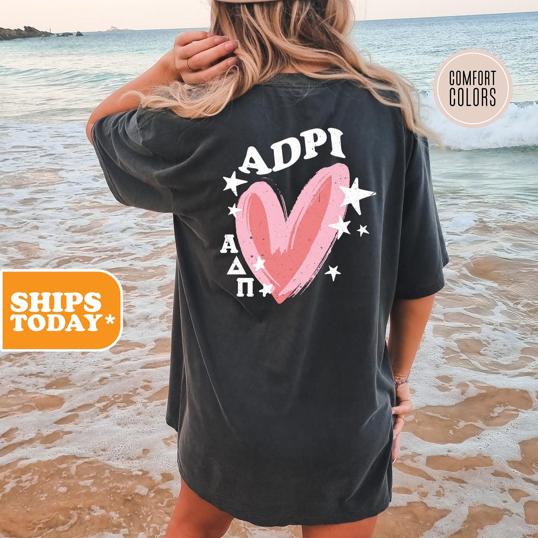 Alpha Delta Pi Starry Heart Comfort Colors Sorority T-shirt | ADPI ...