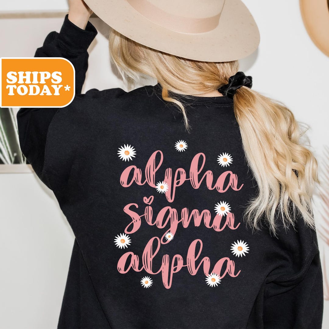 Alpha Sigma Alpha White Daisy Sorority Sweatshirt Alpha Sig Preppy ...