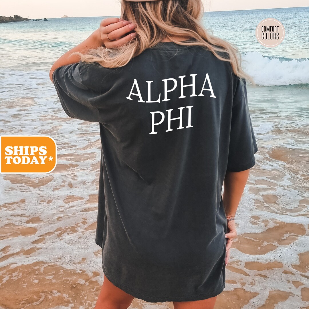 Alpha Phi Curved Letters Comfort Colors Sorority T-shirt | APHI Greek ...