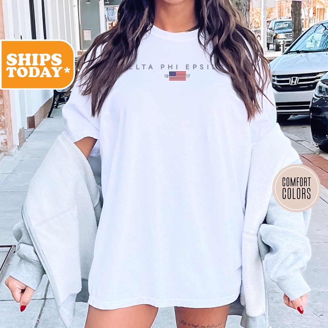 Delta Phi Epsilon Comfort Colors Sorority T-shirt | DPHIE Greek Letters ...