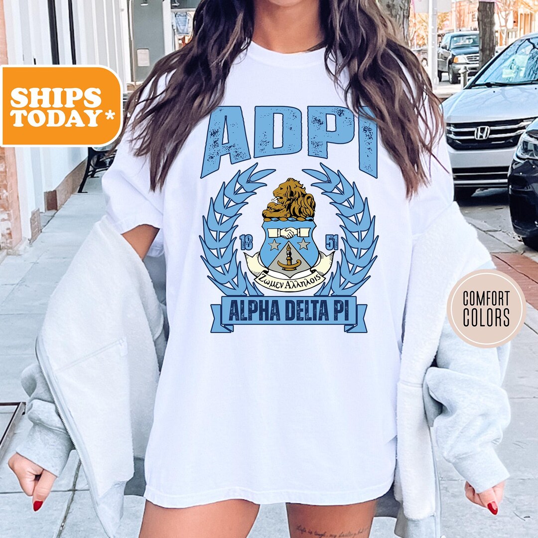 Alpha Delta Pi Comfort Colors Sorority T-shirt | ADPI Sorority Letters ...