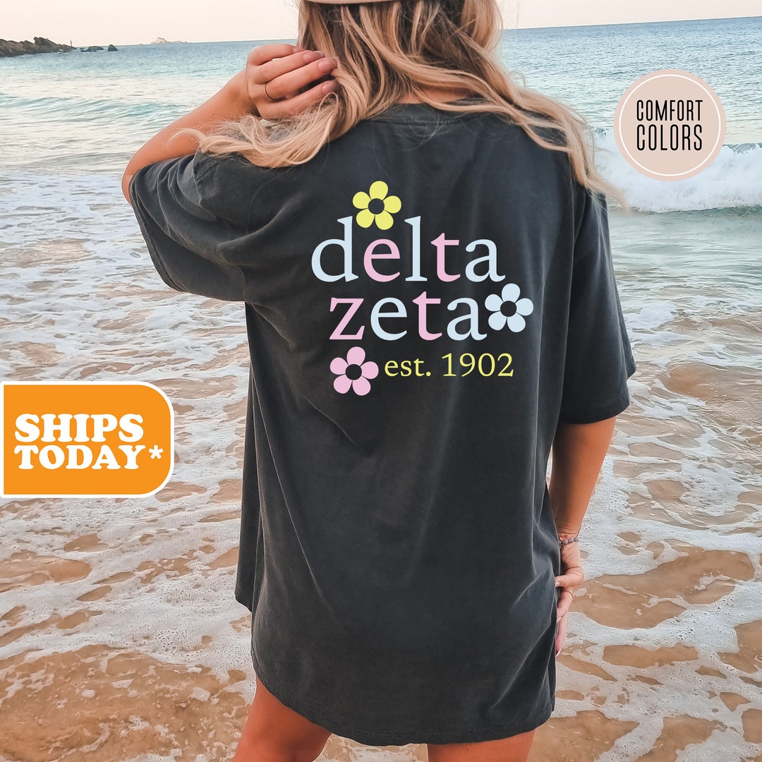 Delta Zeta Comfort Colors Sorority T-shirt | Dee Zee Sorority Letters ...