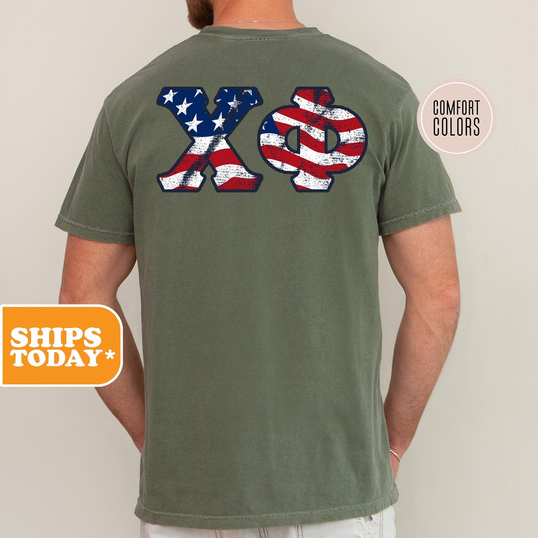 Chi Phi Red White Greek Comfort Colors Fraternity T-shirt | Chi Phi ...