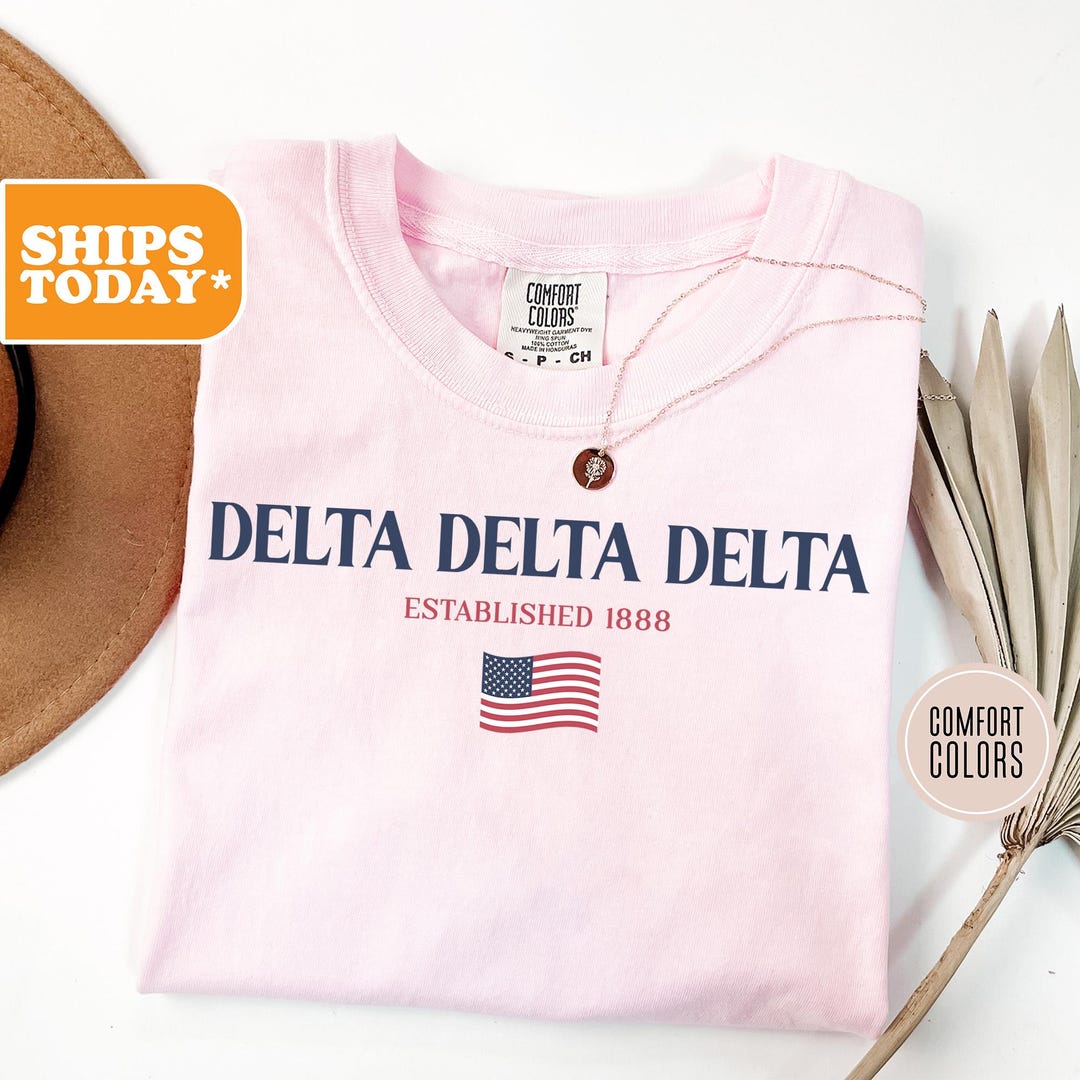 Delta Delta Delta Patriotic Pride Comfort Colors Sorority T-shirt | Tri ...