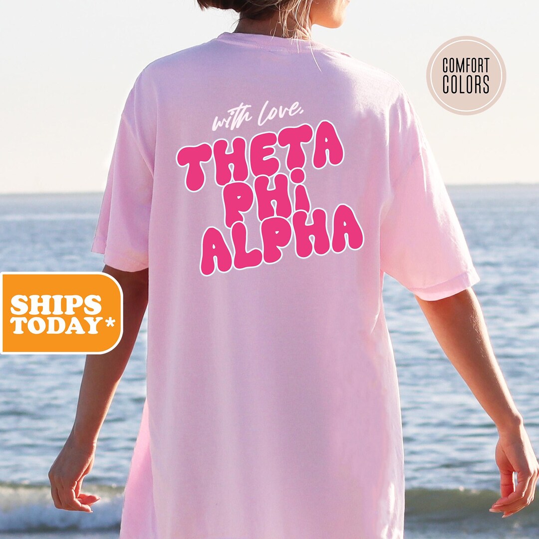 Theta Phi Alpha Candy Letters Comfort Colors Sorority T-shirt | Theta ...