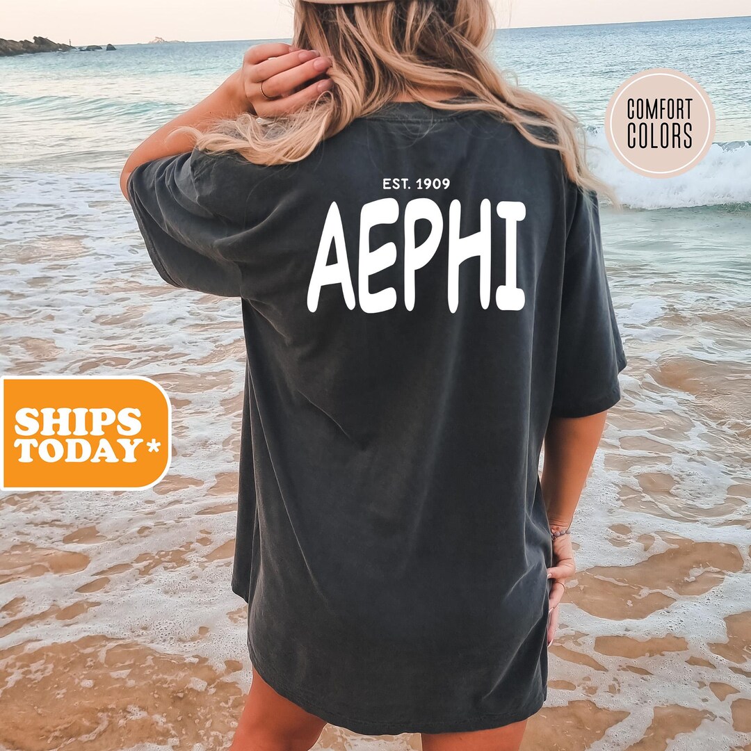 Alpha Epsilon Phi White and Wavy Comfort Colors Sorority T-shirt ...