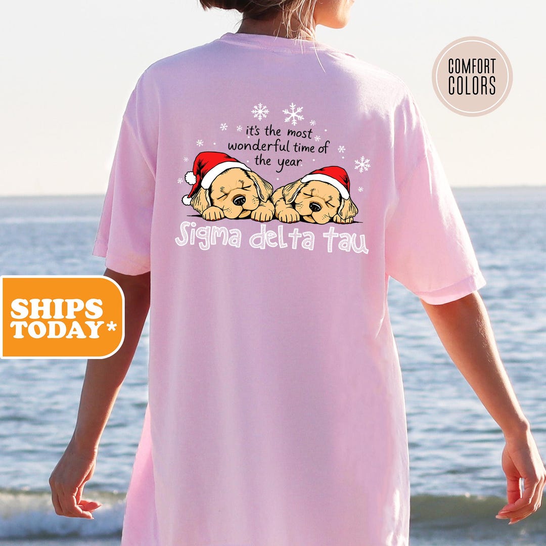 Sigma Delta Tau Holiday Paws Comfort Colors Sorority T-shirt | Sig Delt ...
