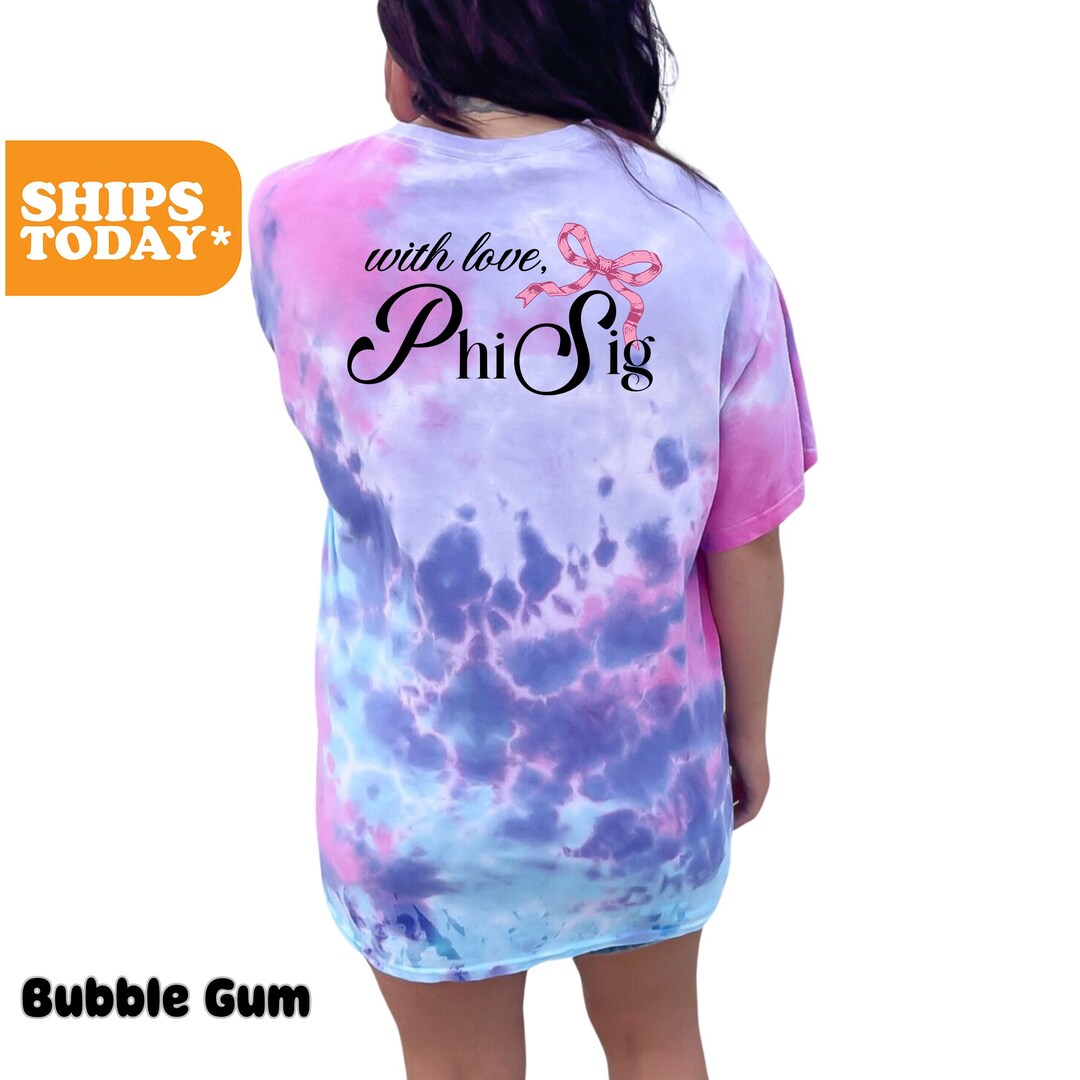 Phi Sigma Sigma Cursive Ties Tie Dye Sorority T-shirt - Phi Sig Greek ...