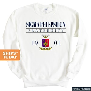 Sigma Phi Epsilon Sweatshirt - Sig Ep Large Crest Crewneck Sweatshirt ...