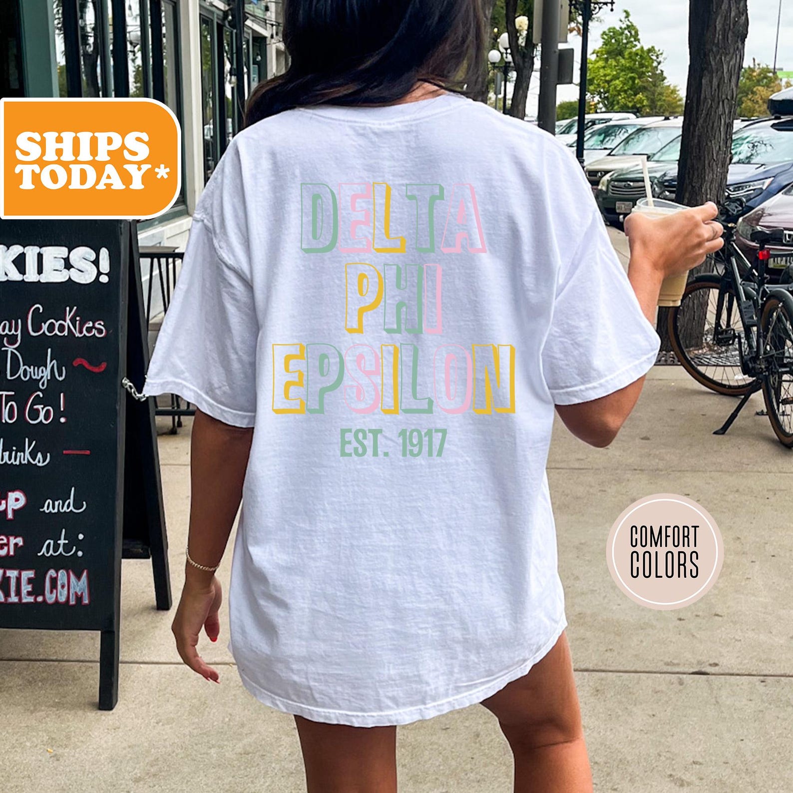 Delta Phi Epsilon College Letters Comfort Colors Sorority T-shirt ...