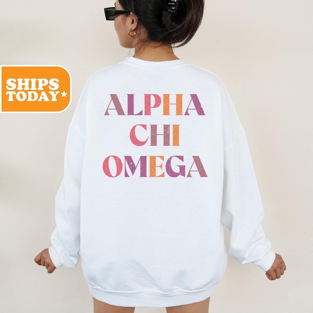 Alpha Chi Omega Bold Stacked Sorority Sweatshirt | ACHIO Preppy Hoodie ...