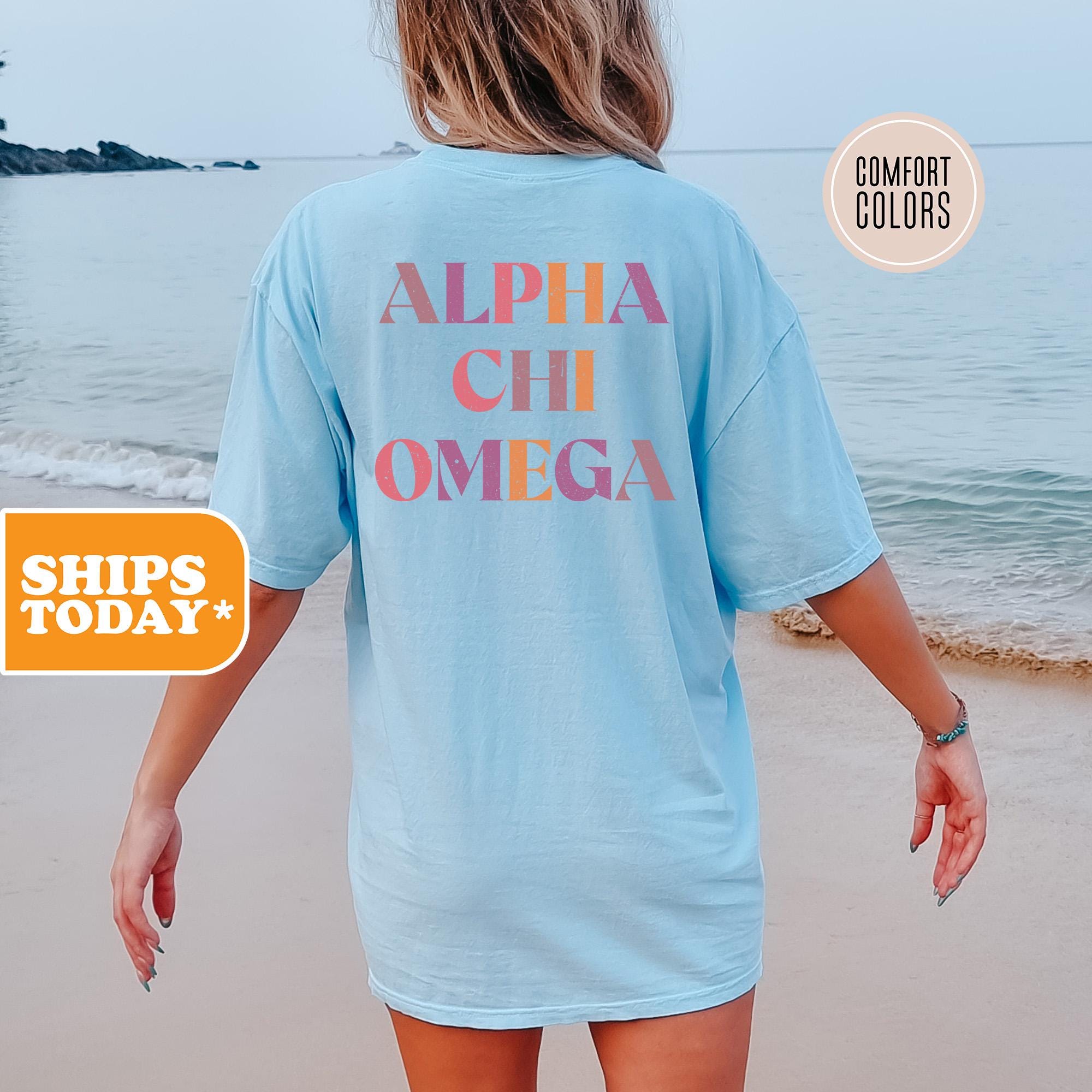 Alpha Chi Omega Bold Stacked Comfort Colors Sorority T-shirt | ACHIO ...