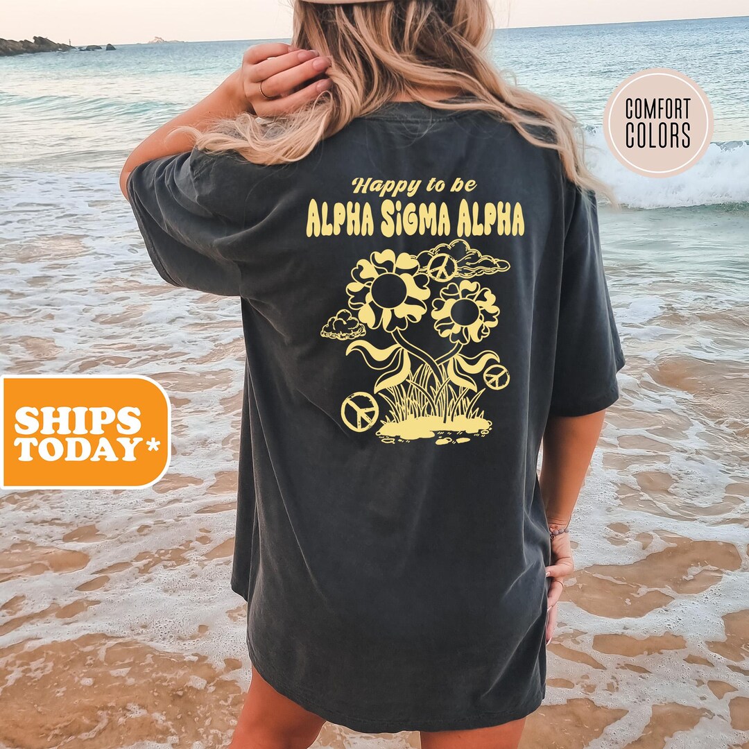 Alpha Sigma Alpha Retro Rays Comfort Colors Sorority T-shirt | Alpha ...