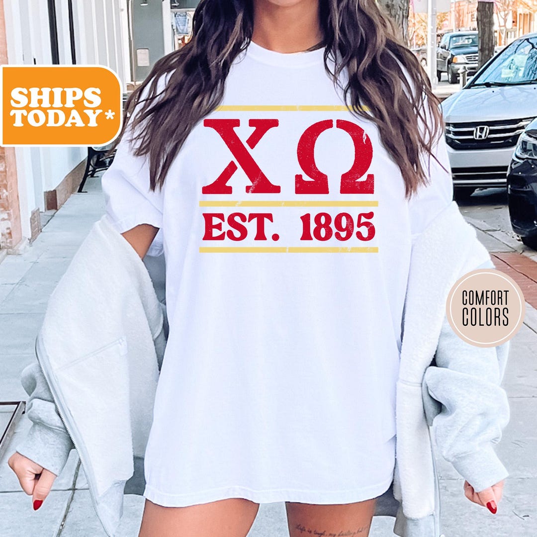 Chi Omega Comfort Colors Sorority T-shirt | Chi O Greek Letters ...