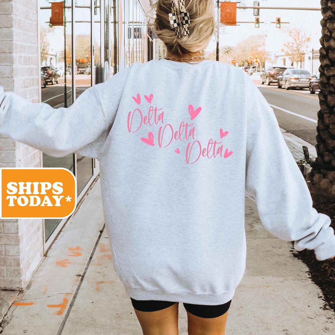 Delta Delta Delta Tiny Hearts Sorority Sweatshirt | Tri Delta Crewneck ...
