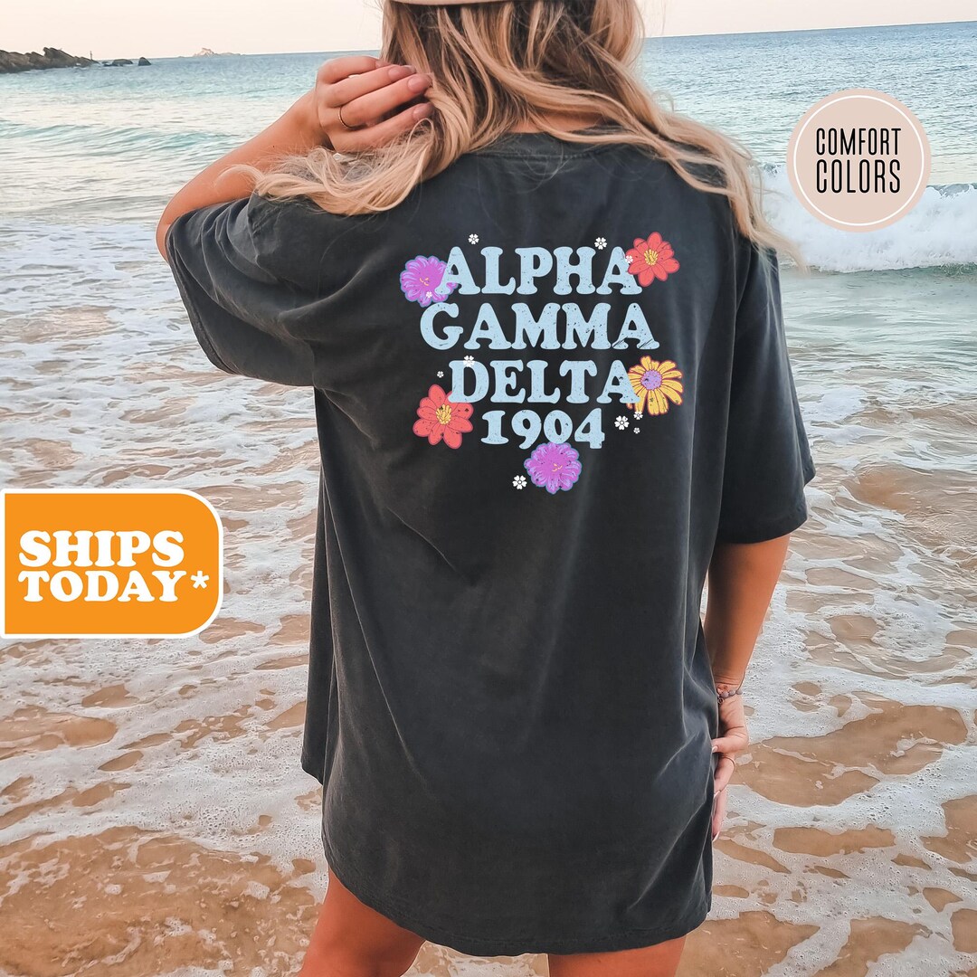 Alpha Gamma Delta Colorful Petals Comfort Colors Sorority T-shirt ...