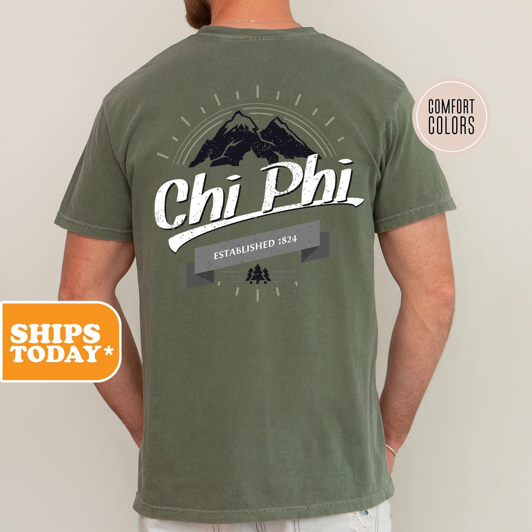Chi Phi Mountain Retreat Comfort Colors Fraternity T-shirt | Chi Phi Greek Letters | Fraternity ...