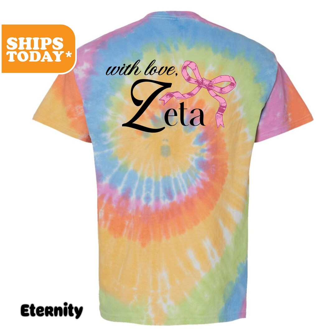 Zeta Tau Alpha Cursive Ties Tie Dye Sorority T-shirt - ZETA Greek ...