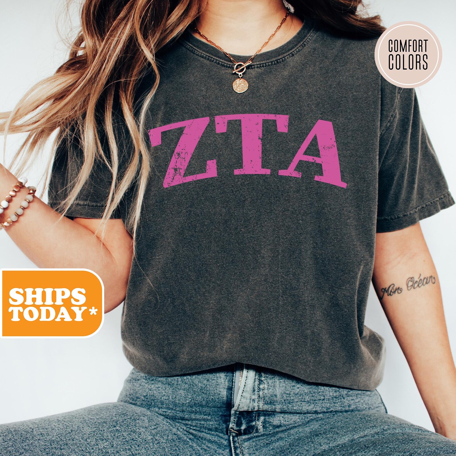 Zeta Tau Alpha Comfort Colors Sorority T-shirt | ZETA Greek Letters ...