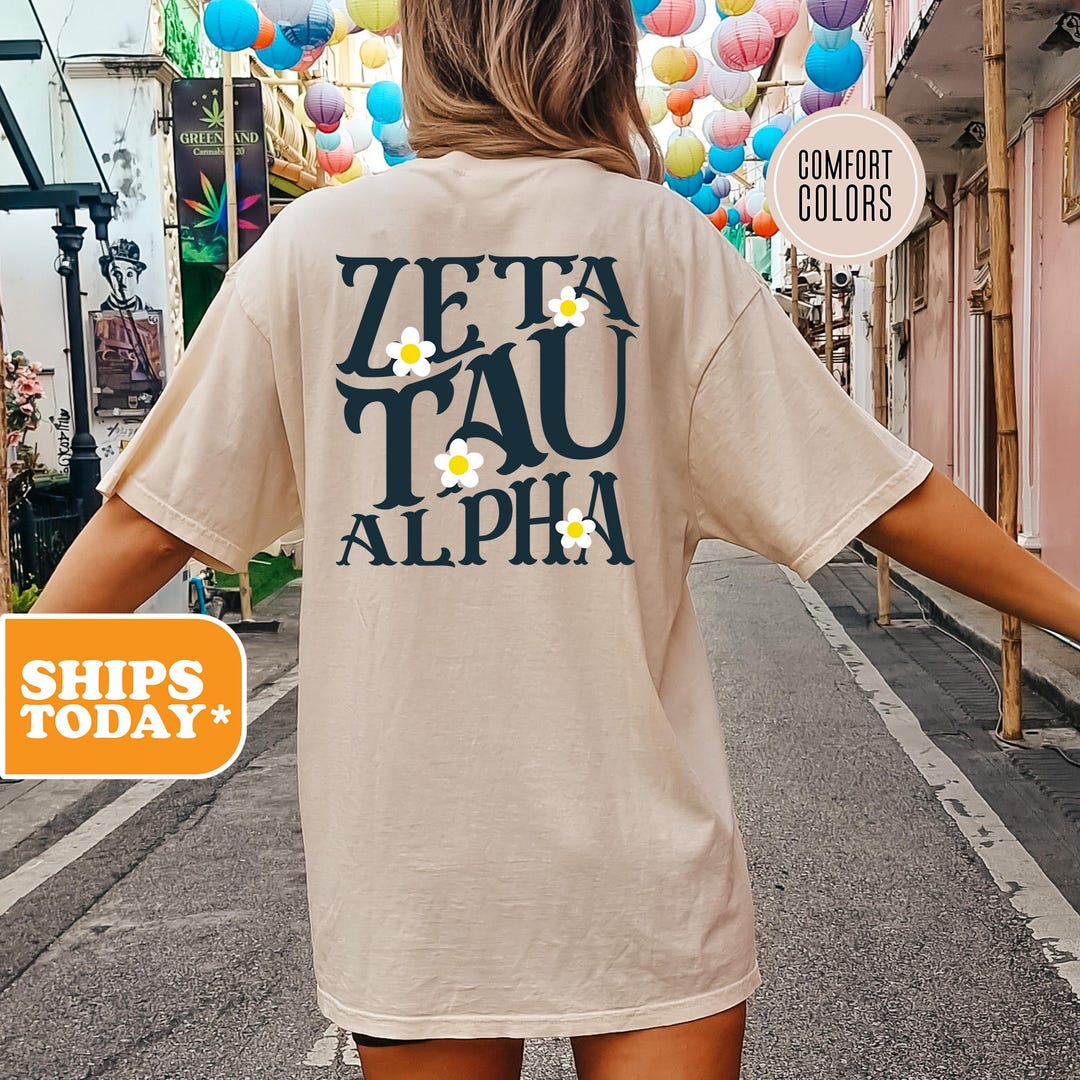 Zeta Tau Alpha Tiny Blossoms Comfort Colors Sorority T-shirt | ZETA ...