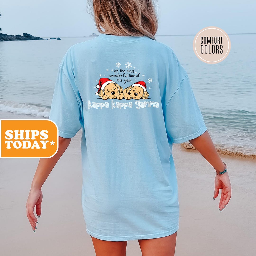 Kappa Kappa Gamma Holiday Paws Comfort Colors Sorority T-shirt | Kappa ...