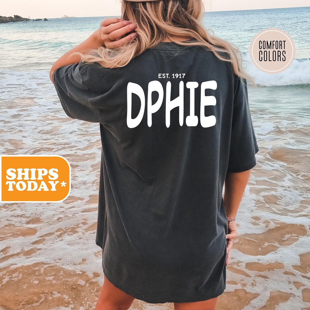 Delta Phi Epsilon White and Wavy Comfort Colors Sorority T-shirt | DPHIE Sorority Merch | Big ...