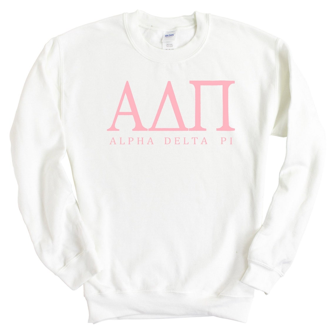 ADPI Alpha Delta Pi Pink Letter Sorority Crewneck Sweatshirt | Etsy