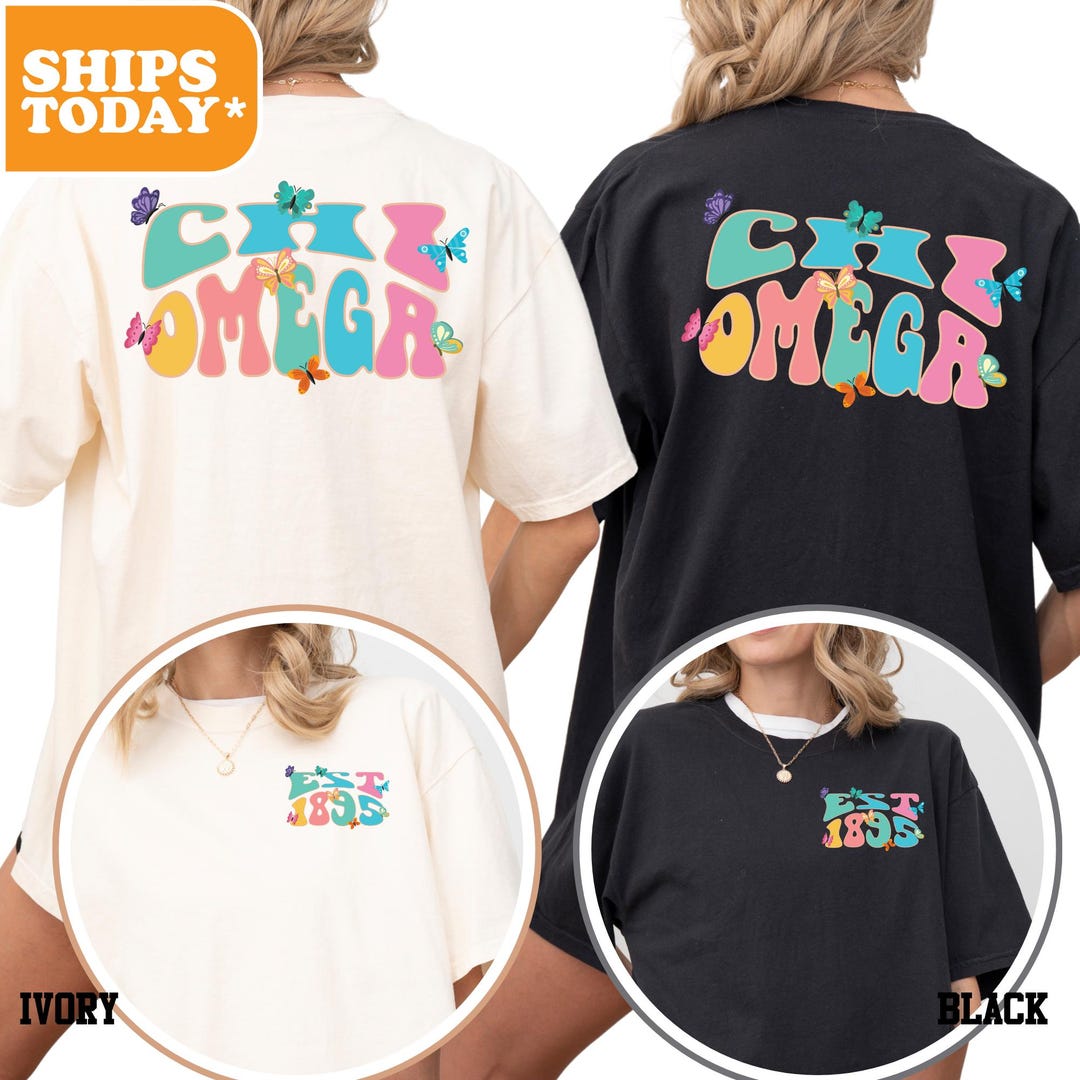 Chi Omega Butterfly Bliss Comfort Colors Sorority T-shirt | Chi O Greek ...