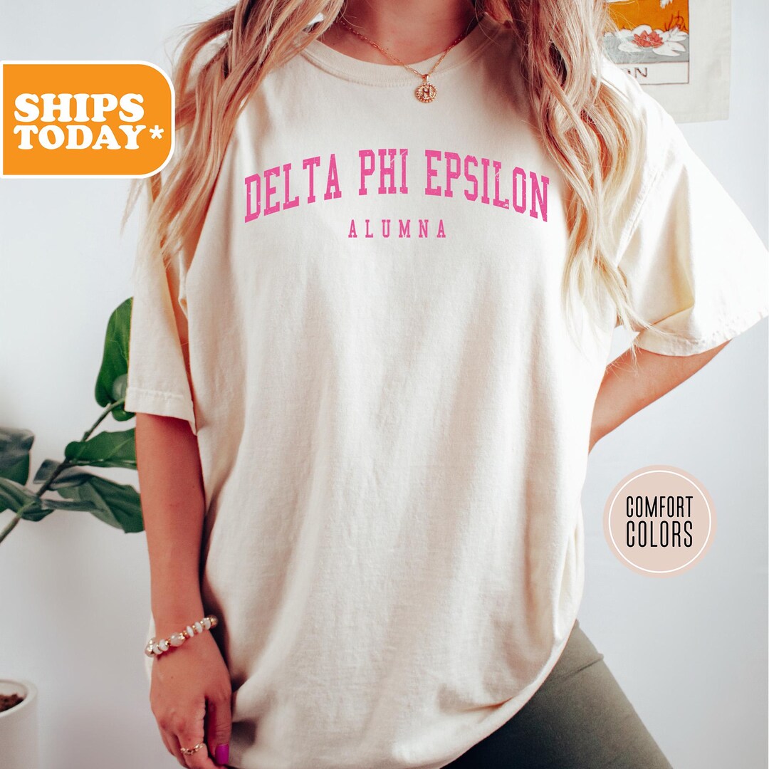 Delta Phi Epsilon Comfort Colors Sorority T-shirt | DPHIE Greek Letters ...