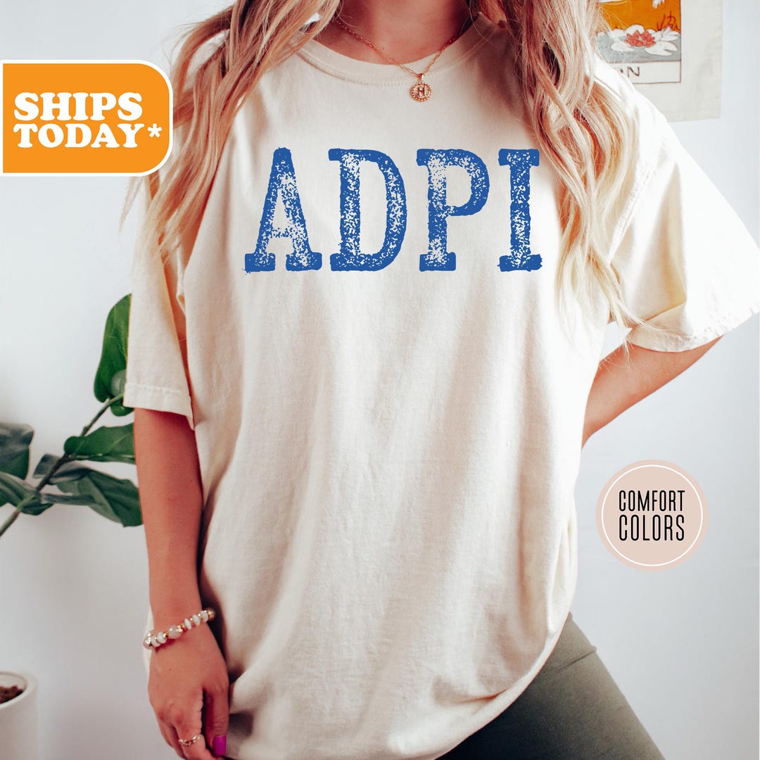 Alpha Delta Pi Comfort Colors Sorority T-shirt | ADPI Sorority Letters ...
