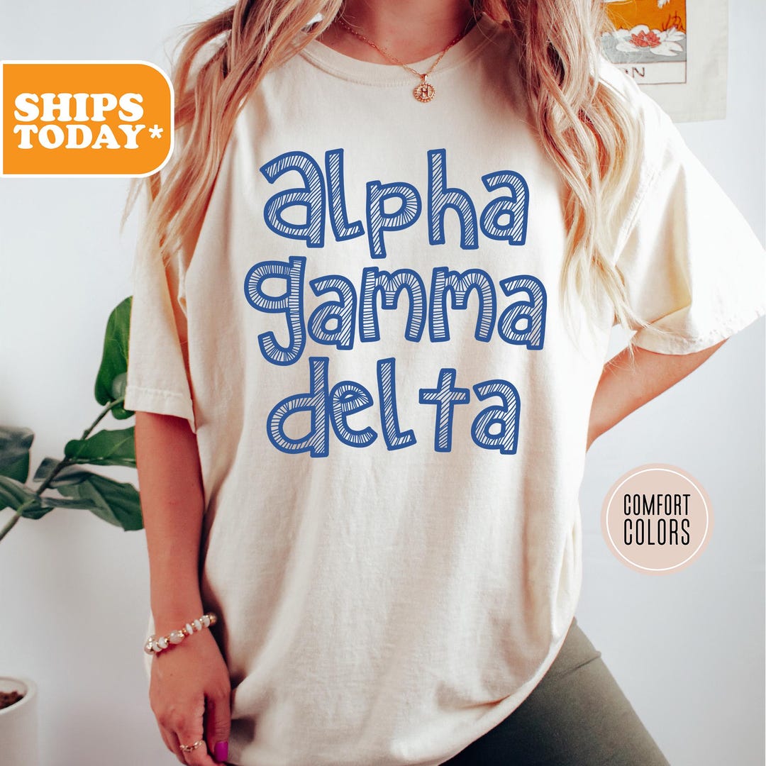 Alpha Gamma Delta Charming Crew Comfort Colors Sorority T-shirt | Alpha ...