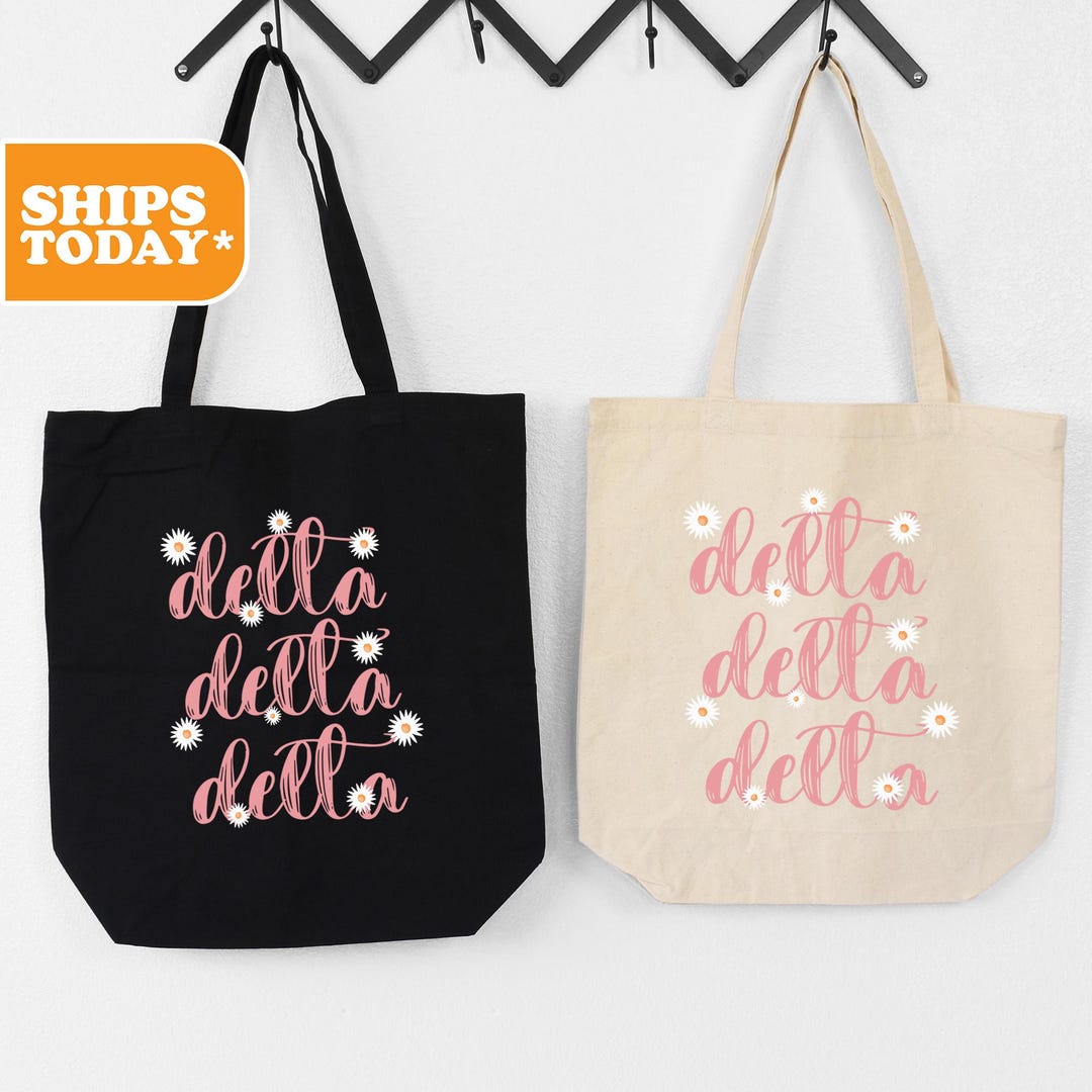 Delta Delta Delta White Daisy Sorority Tote Bag | Tri Delt Tote Bag ...