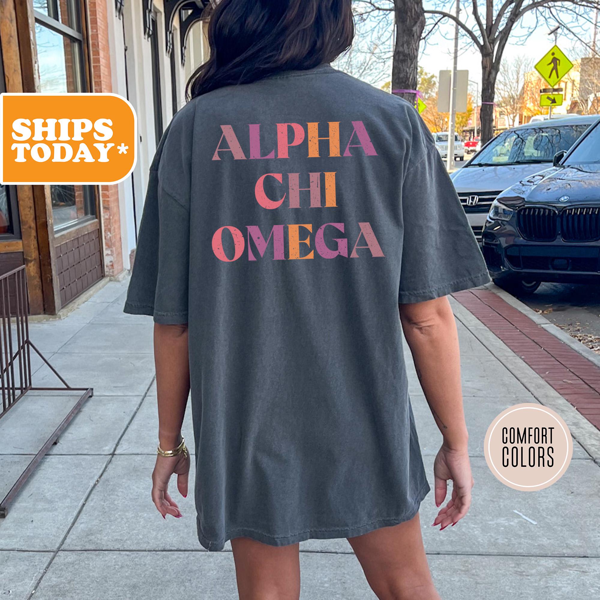 Alpha Chi Omega Bold Stacked Comfort Colors Sorority T-shirt | ACHIO ...