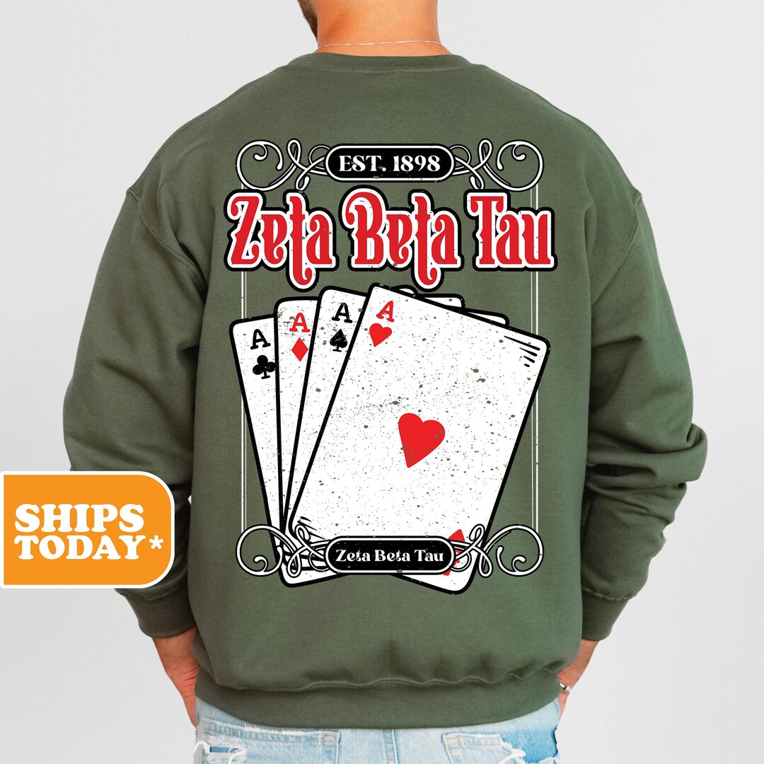 Zeta Beta Tau Alpha Spades Fraternity Sweatshirt | ZBT Fraternity ...