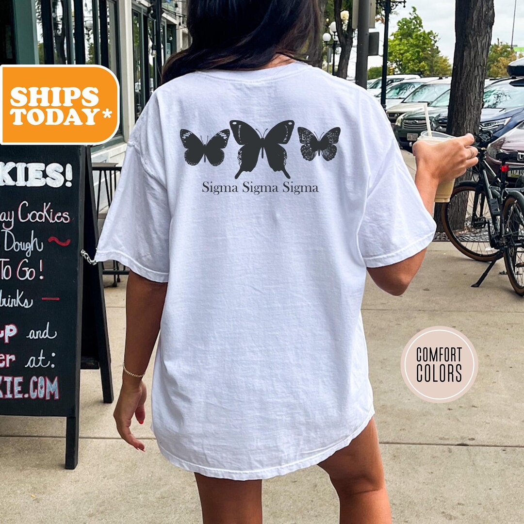 Sigma Sigma Sigma Three Butterflies Comfort Colors Sorority T-shirt ...