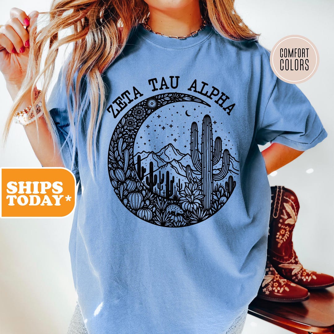 Zeta Tau Alpha Nightscape Comfort Colors Sorority T-shirt | ZETA Greek ...