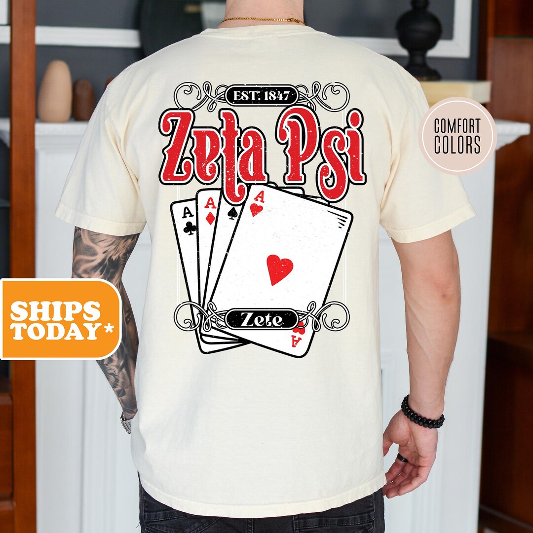 Zeta Psi Alpha Spades Comfort Colors Fraternity T-shirt | Zete Greek ...