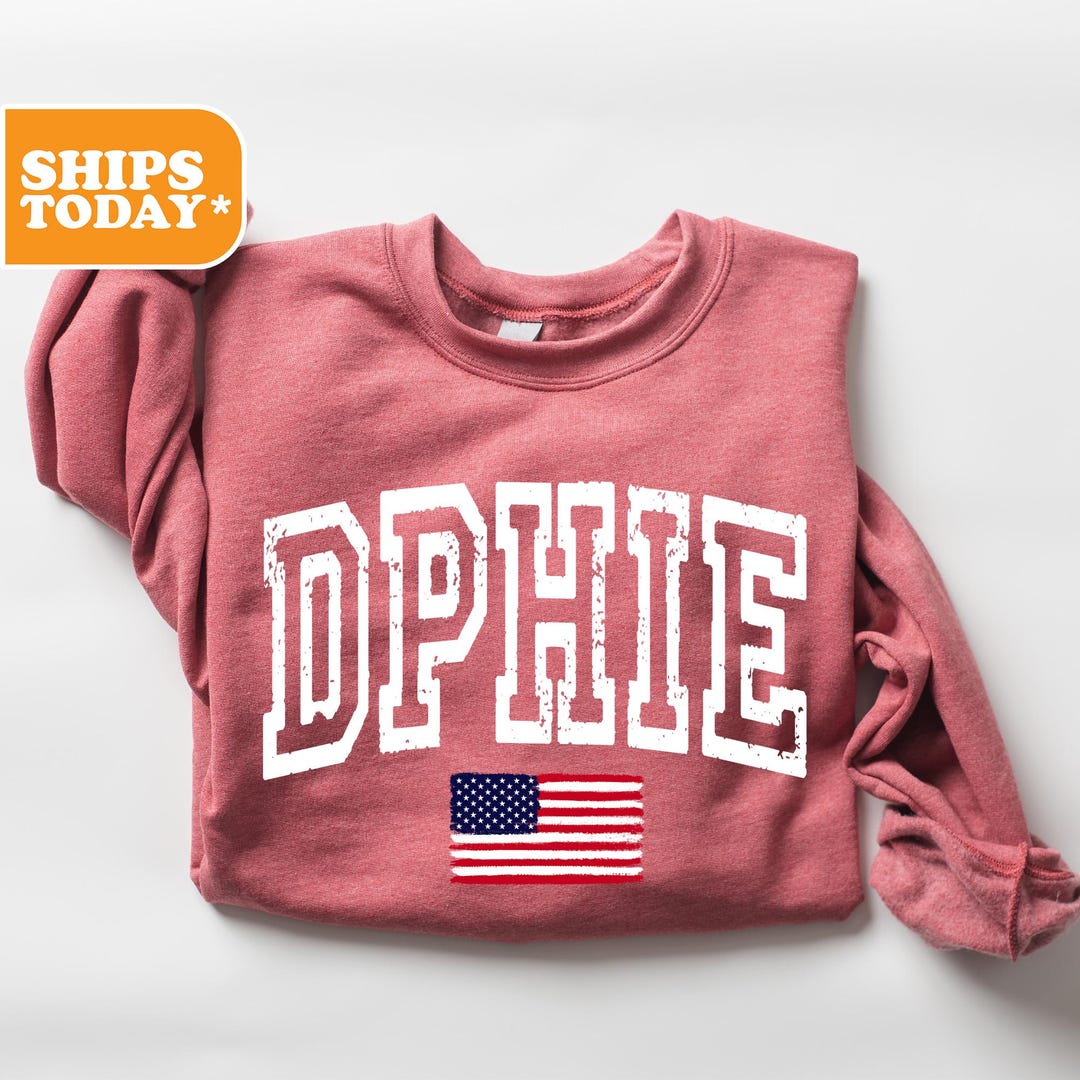 Delta Phi Epsilon USA Pride Sorority Sweatshirt | DPHIE Greek Letters ...