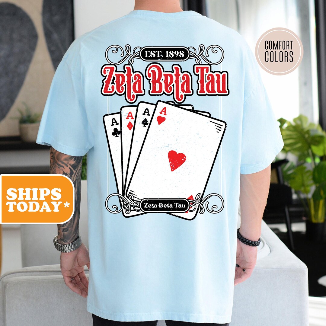 Zeta Beta Tau Alpha Spades Comfort Colors Fraternity T-shirt | ZBT ...