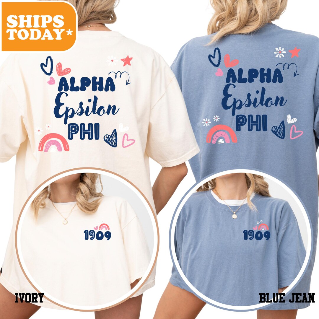 Alpha Epsilon Phi Bold and Bright Comfort Colors Sorority T-shirt ...
