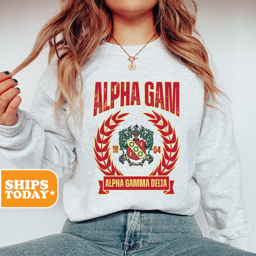 Alpha Gamma Delta Sisterhood Crest Sorority Sweatshirt | Alpha Gam ...