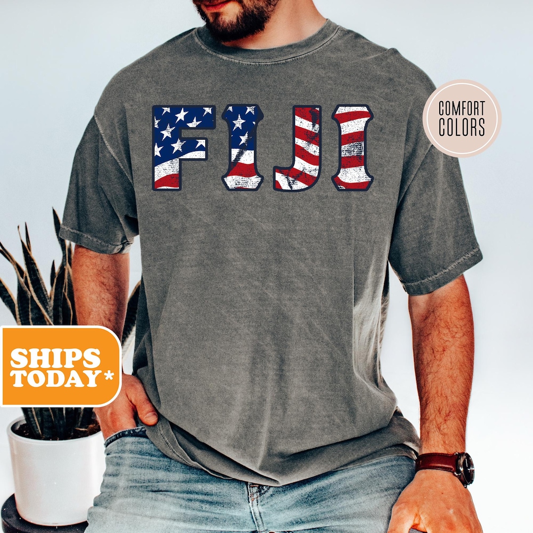 FIJI Retro Flag Comfort Colors Fraternity T-shirt | Phi Gamma Delta ...