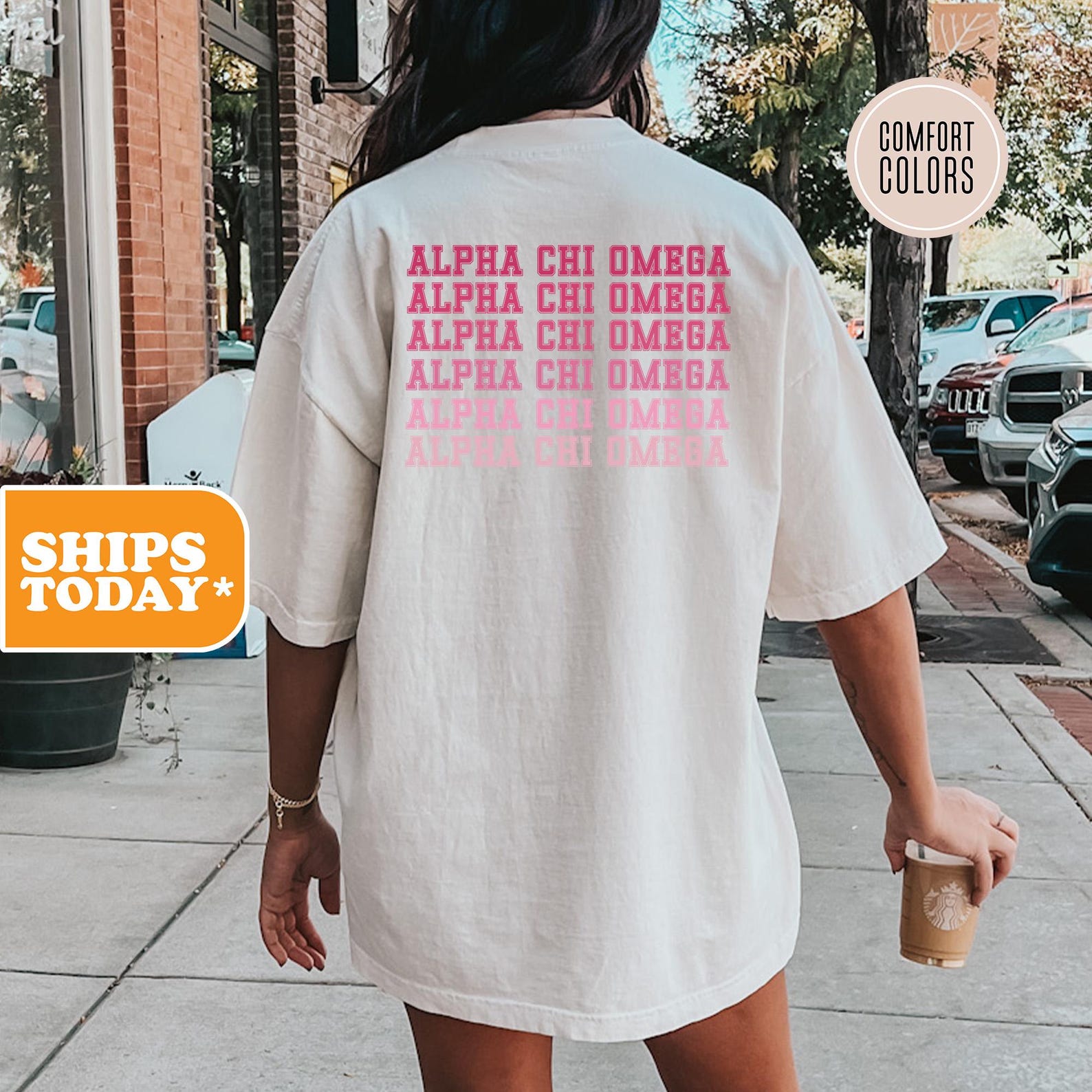 Alpha Chi Omega Pink Varsity Comfort Colors Sorority T-shirt | ACHIO ...