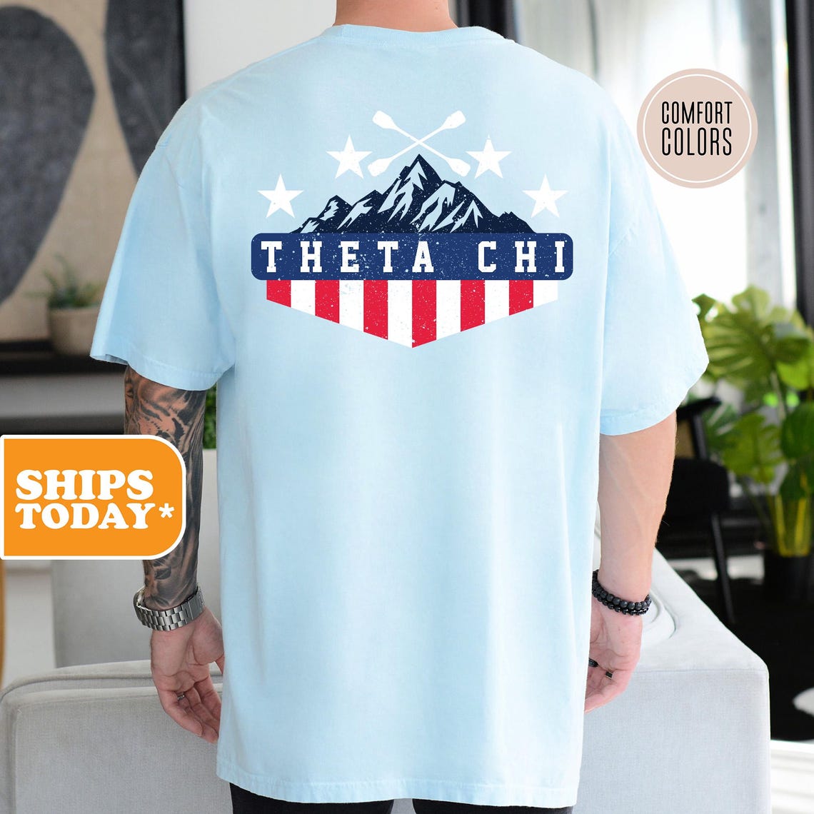 Theta Chi Mountain Peak Comfort Colors Fraternity T-shirt | Theta Chi ...