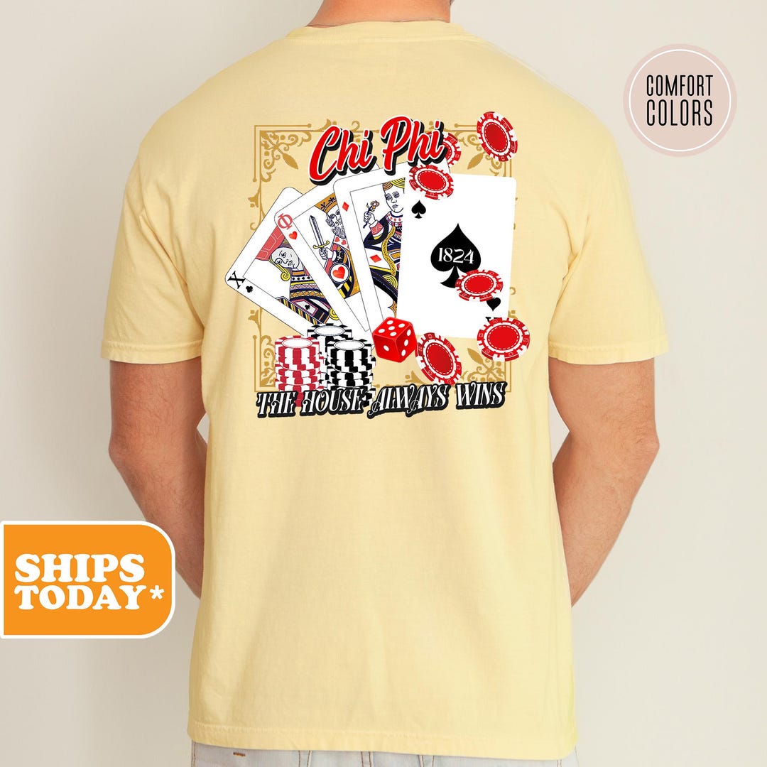 Chi Phi Winning Hand Comfort Colors Fraternity T-shirt | Chi Phi Greek ...